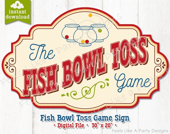 Red Fish Bowl Toss Game Sign DIY Instant Download Carnival - Etsy