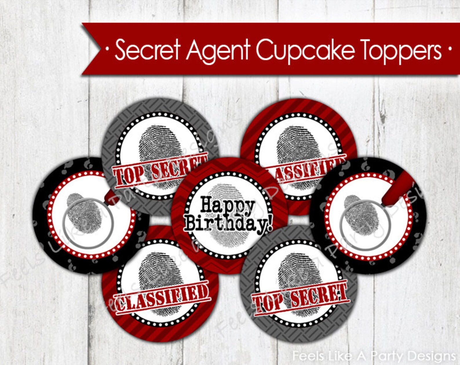 Secret Agent Cupcake Toppers Instant Download | Etsy