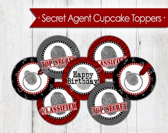 Spy / Secret Agent Birthday Cupcake Toppers, Spy Circles, Spy Cake ...