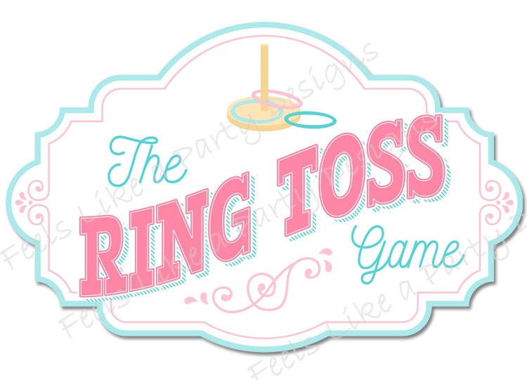 Pink and Blue Ring Toss Game Sign DIY Instant Download | Etsy