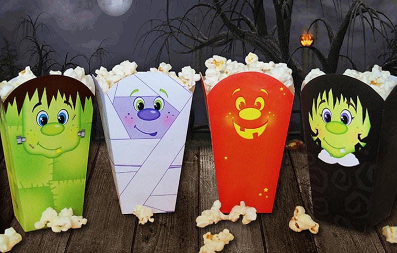 Halloween Popcorn Boxes- Instant Download, Halloween Favor, Halloween ...