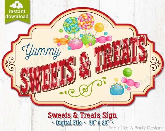 Vintage Red Yellow and Blue Sweets and Treats Sign DIY - Etsy