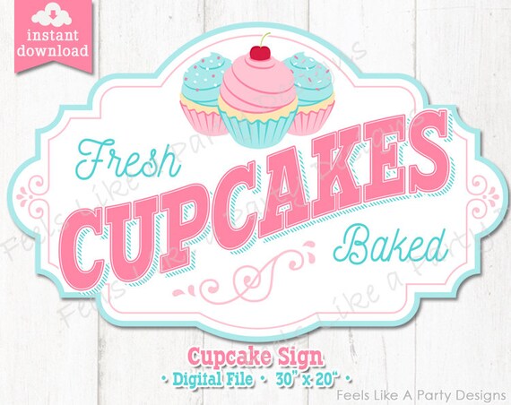 Cupcake Printable Banners Chalkboard Cake Banner Topper, Cupcake