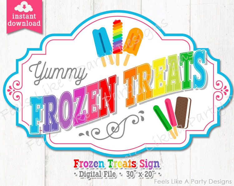 Frozen Treats Sign DIY Instant Download Ice Cream Stand | Etsy