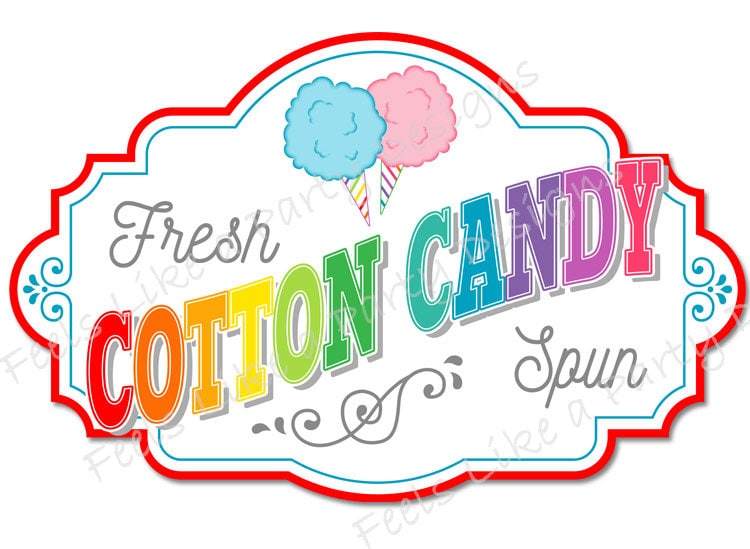 Colorful Cotton Candy Sign - DIY Instant Download, Carnival Signs ...