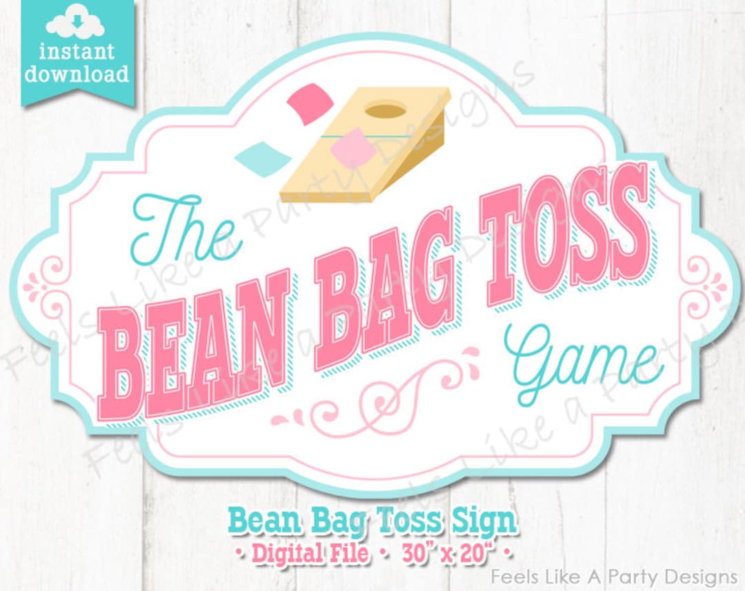 Pink and Blue Bean Bag Toss Game Sign - DIY Instant Download, Carnival ...