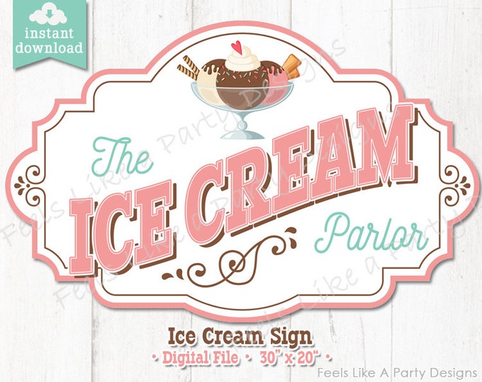 Ice Cream Parlor Sign DIY Instant Download Ice Cream Party | Etsy