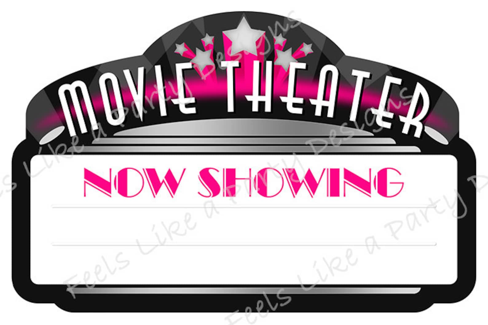 Pink Movie Theater Sign DIY Instant Download Movie Party | Etsy