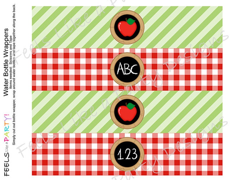 Back to School Water Bottle Wrappers Instant Download - Etsy