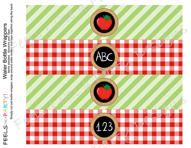 Back to School Water Bottle Wrappers Instant Download | Etsy