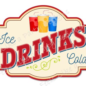 Ice Cold Drinks Sign - DIY Instant Download, Carnival Sign, Printable ...