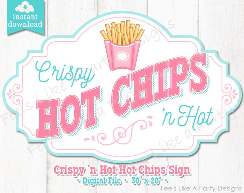 Blue and Pink Hot Chips Sign DIY Instant Download Hot Chips - Etsy