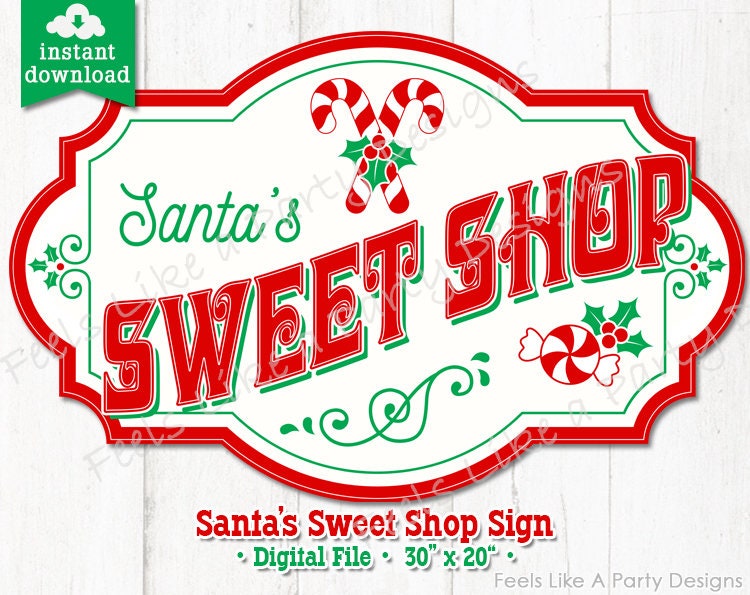 Santas Sweet Shop Sign DIY Instant Download | Etsy