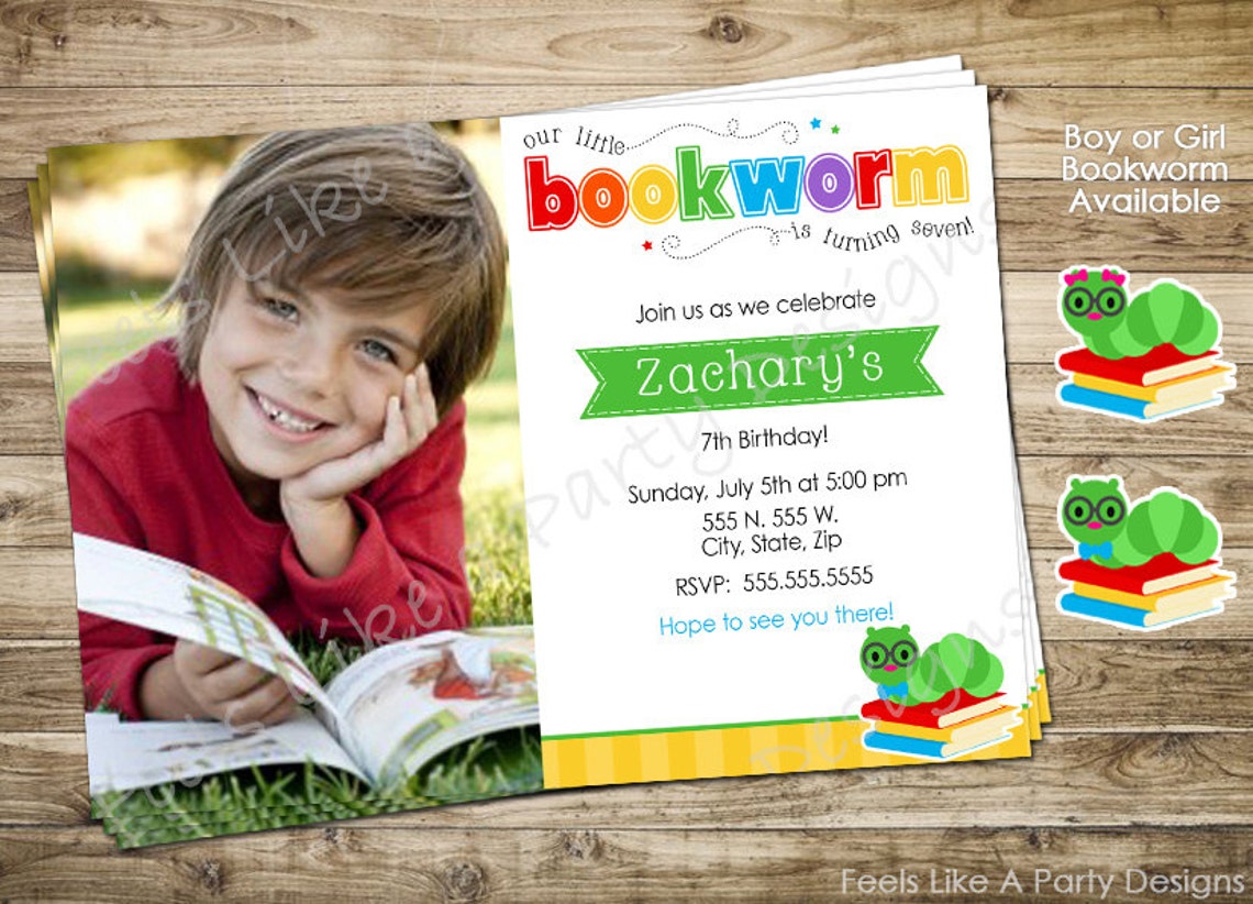 Boy Bookworm Thank You Bag Topper- Instant Download, Bookworm Party ...