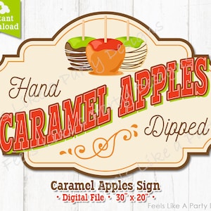 Caramel Apple Sign - DIY Instant Download, Caramel Apple Stand ...