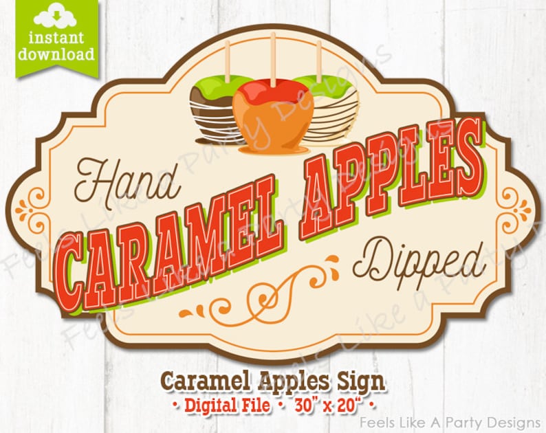 Caramel Apple Sign DIY Instant Download Caramel Apple - Etsy