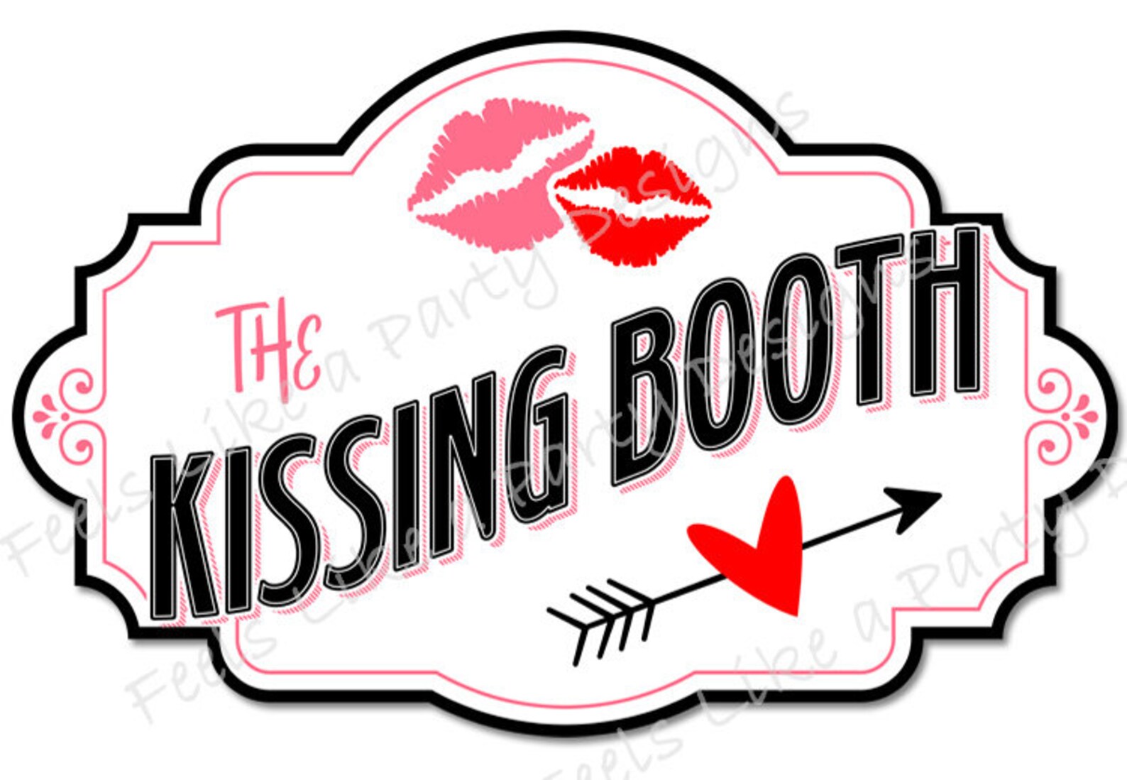 Kissing Booth Sign - DIY Instant Download, Carnival Sign, Valentine ...