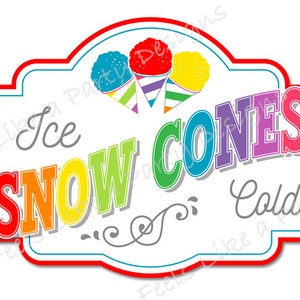 Snow Cone Sign - DIY Instant Download, Carnival Sign, Snow Cone Banner ...