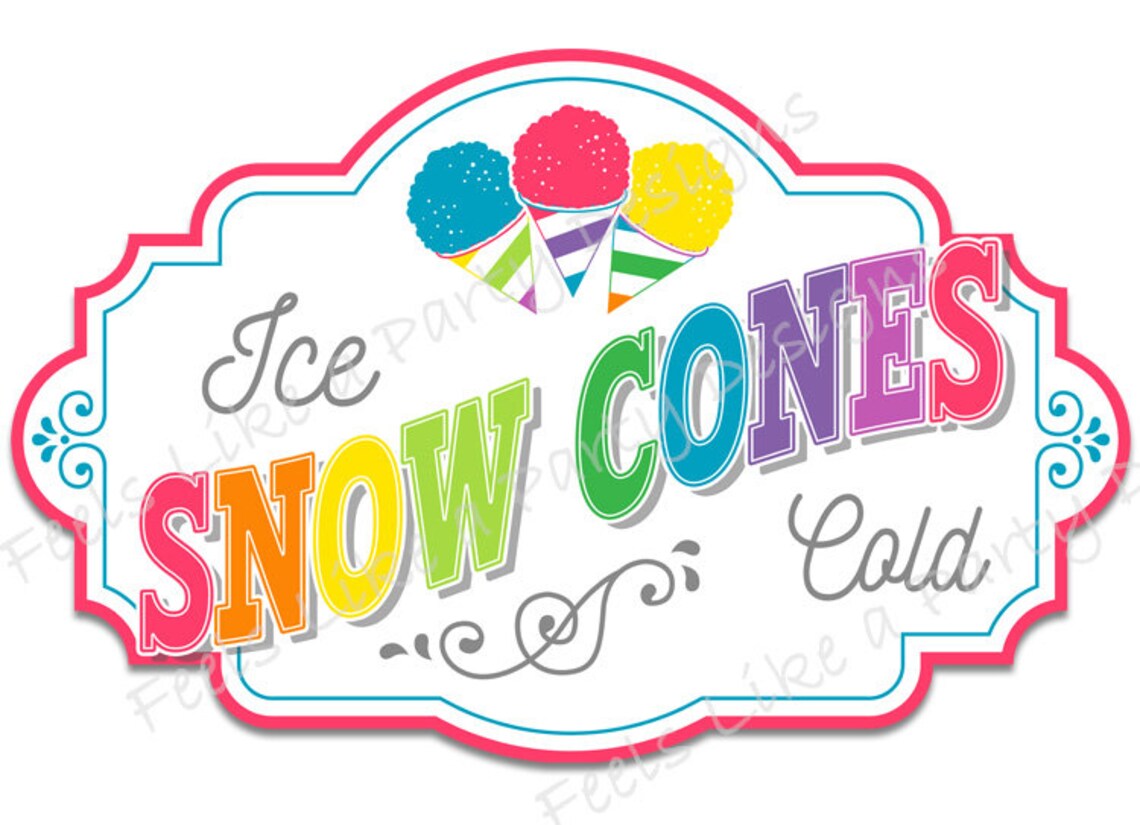 Pink Snow Cone Sign DIY Instant Download Carnival Sign - Etsy