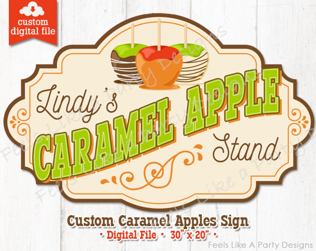Custom Caramel Apple Stand Sign - Digital Download, DIY Printable ...