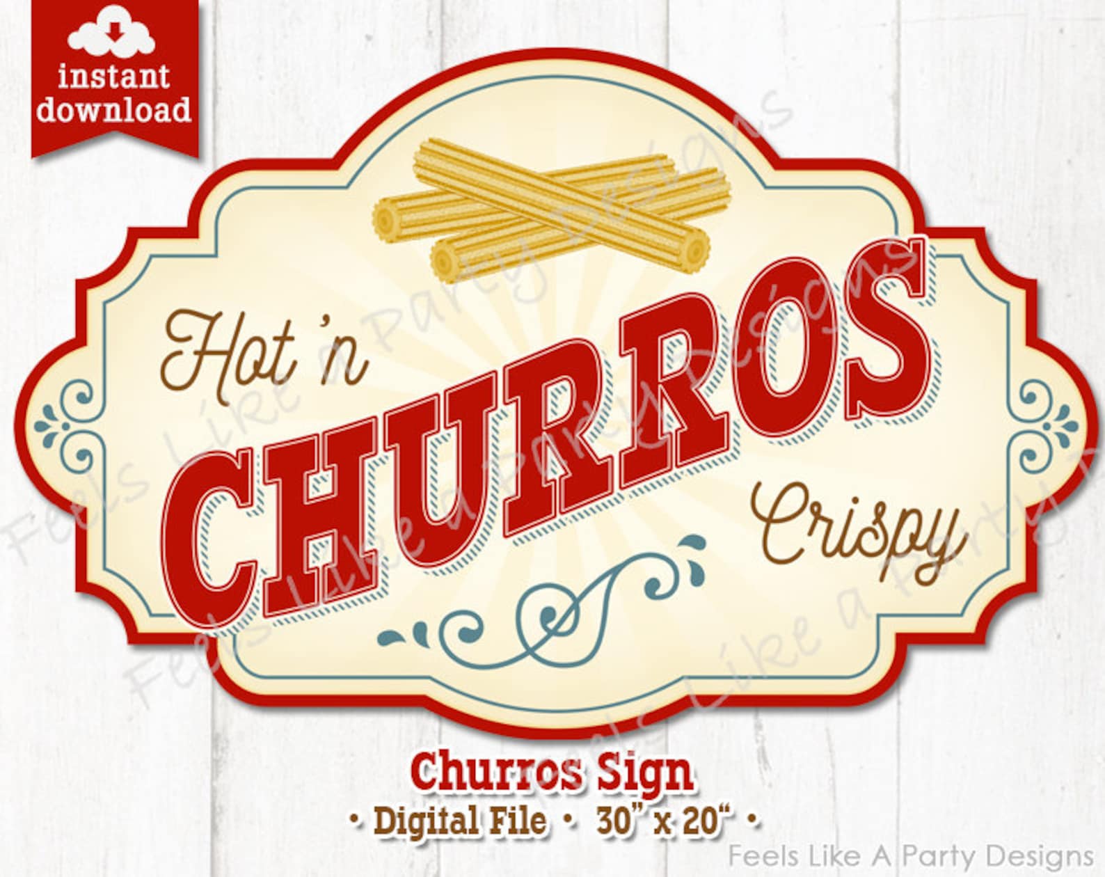 Churro Sign - DIY Instant Download, Carnival Sign, Printable Carnival ...