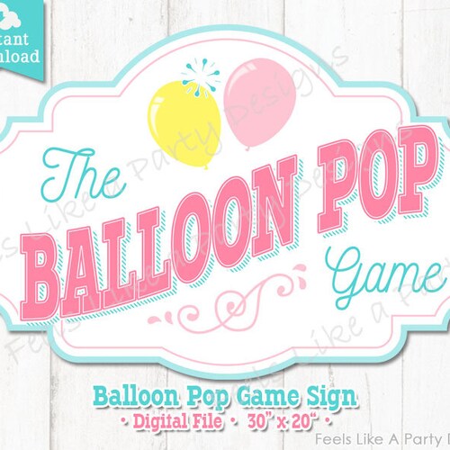 Red Balloon Pop Game Sign DIY Instant Download Carnival - Etsy