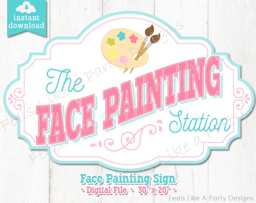 Pink and Blue Face Painting Sign - DIY Instant Download, Carnival Sign ...