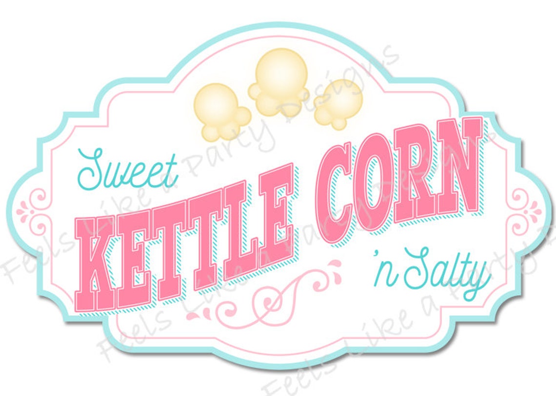 Blue and Pink Kettle Corn Sign DIY Instant Download Kettle - Etsy