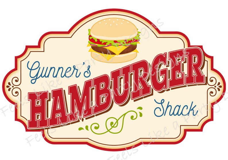 Custom Hamburger Sign - Digital Download, DIY Printable Sign, Carnival ...