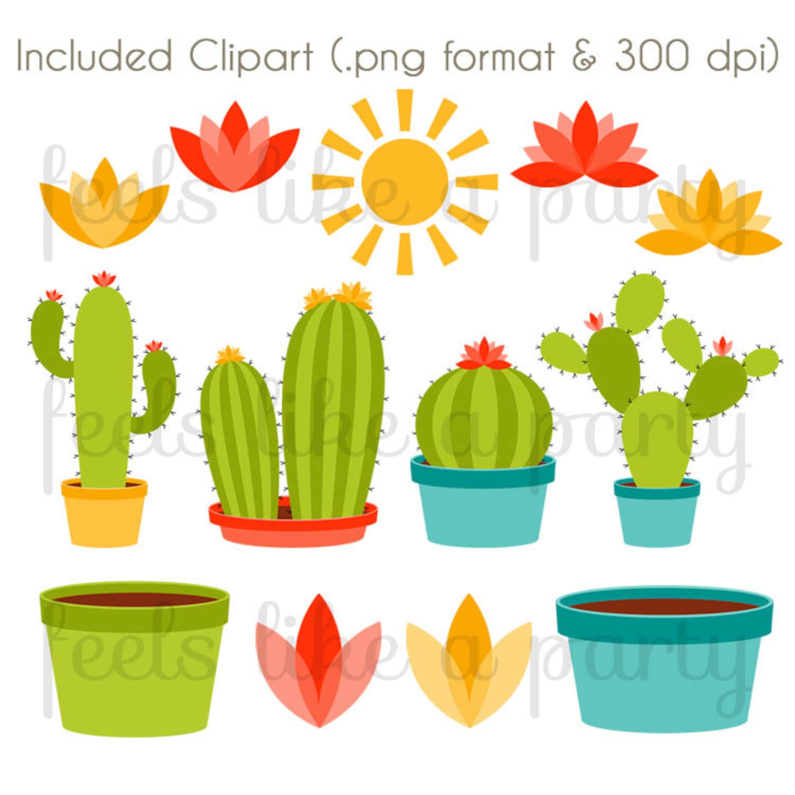Cactus Digital Paper and Clip Art Cactus Digital Scrapbook | Etsy