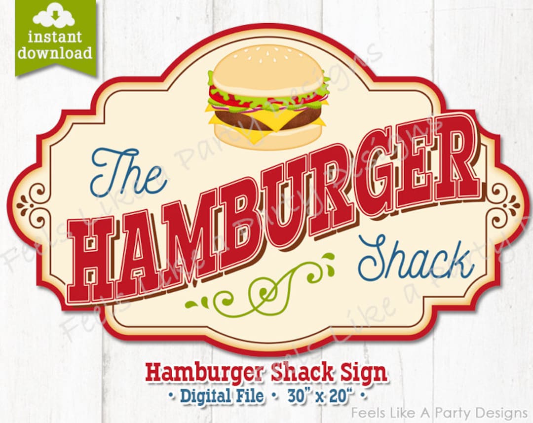 Hamburger Sign - DIY Instant Download, Carnival Sign, Hamburger Booth ...