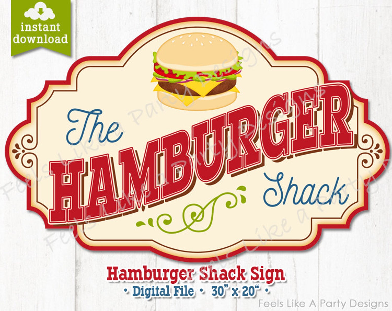 Hamburger Sign DIY Instant Download Carnival Sign - Etsy