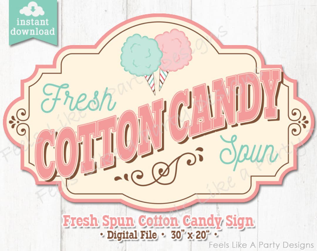 Vintage Pink and Green Cotton Candy Sign - DIY Instant Download ...