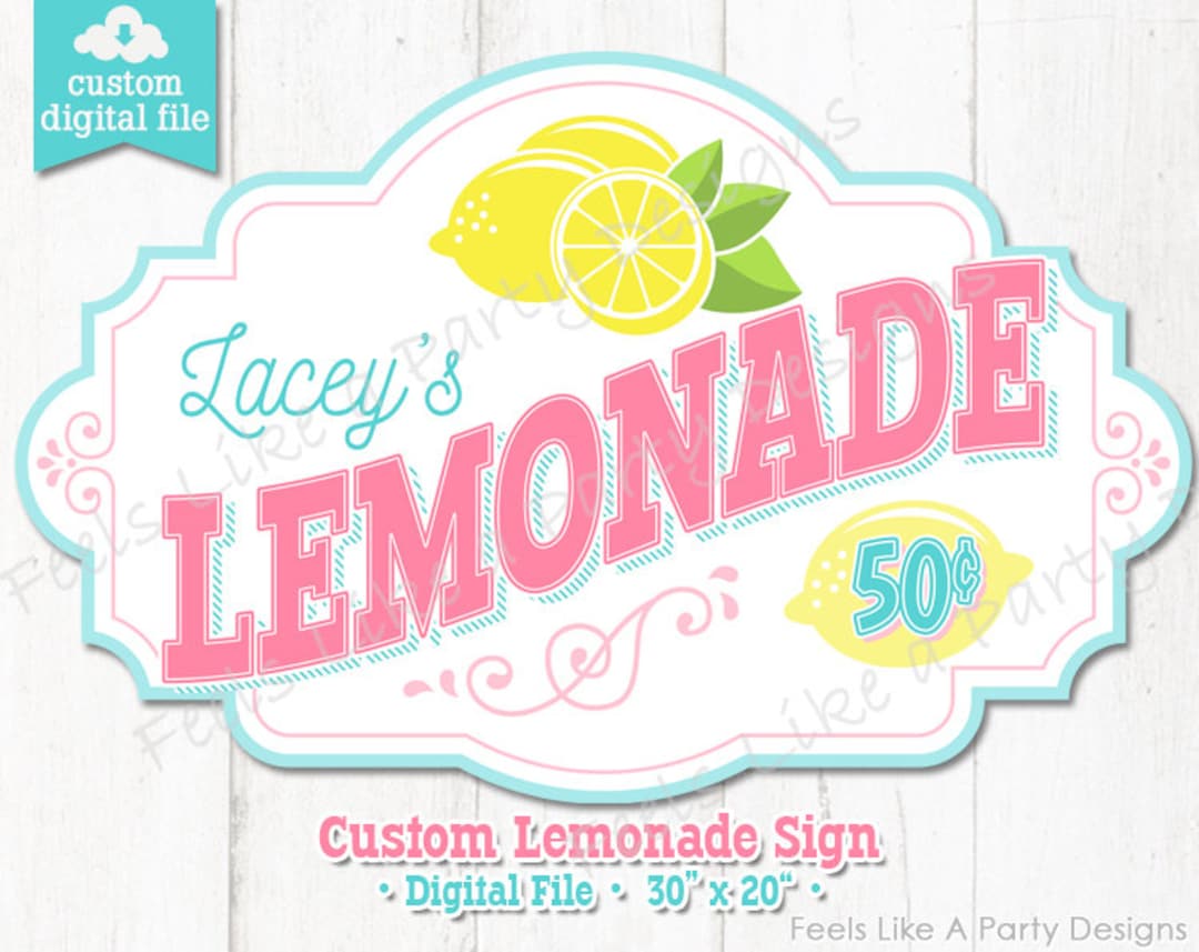 Custom Pink and Blue Lemonade Stand Sign - Digital Download, DIY ...