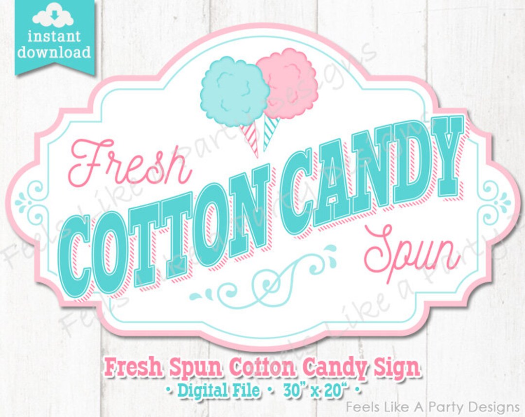 Cotton Candy Sign - DIY Instant Download, Carnival Signs, Cotton Candy ...