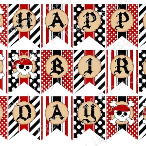 Pirate Happy Birthday Banner - Instant Download - Etsy