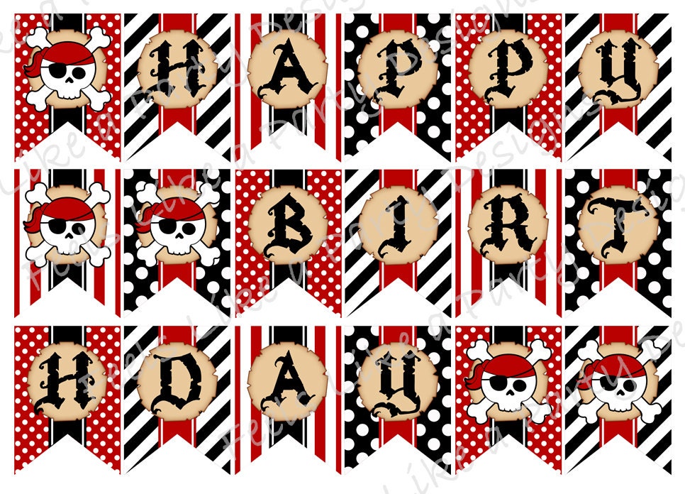 Pirate Happy Birthday Banner Instant Download - Etsy