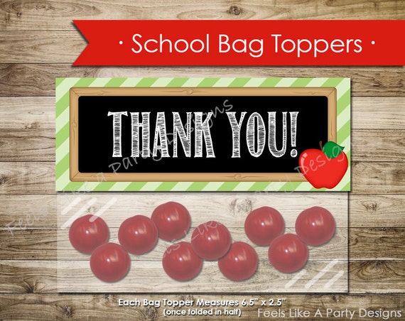 School Thank You Bag Topper Instant Download | Etsy