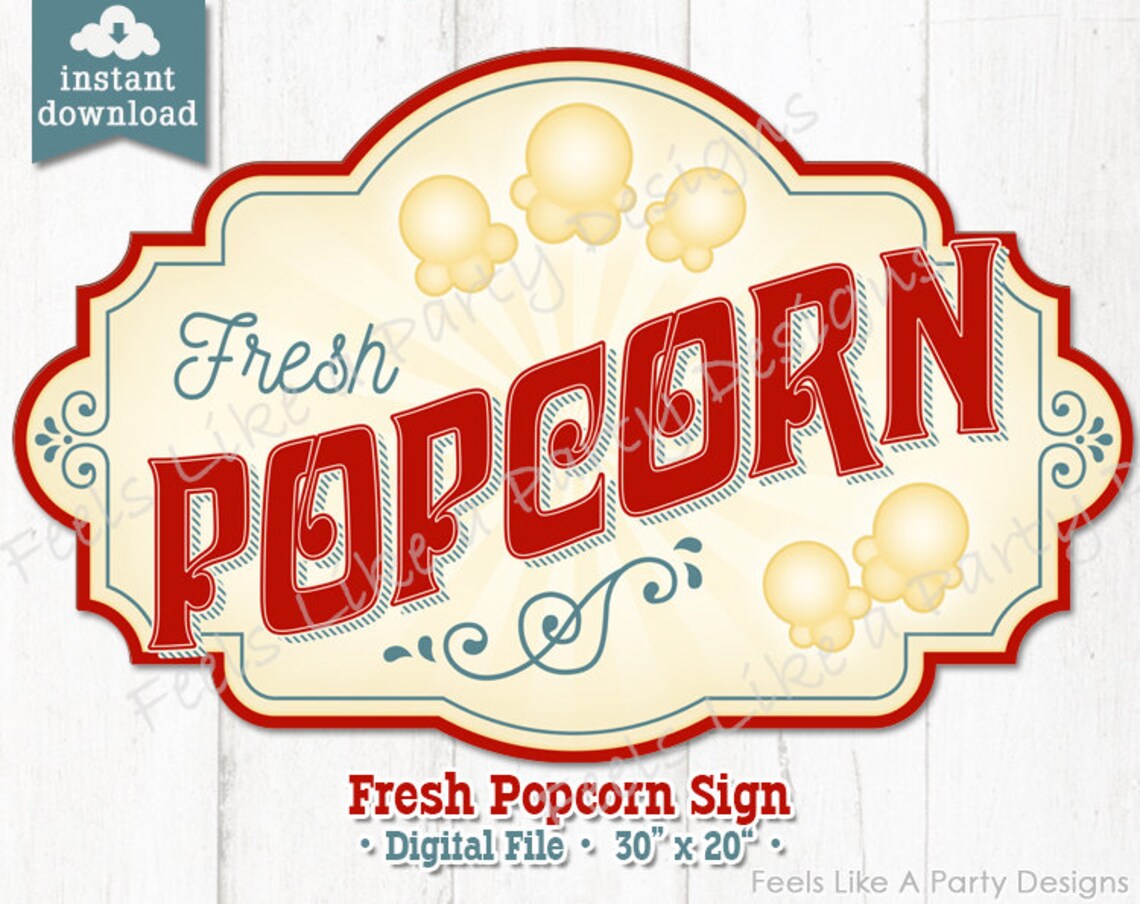 Popcorn Sign DIY Instant Download Carnival Sign Printable - Etsy