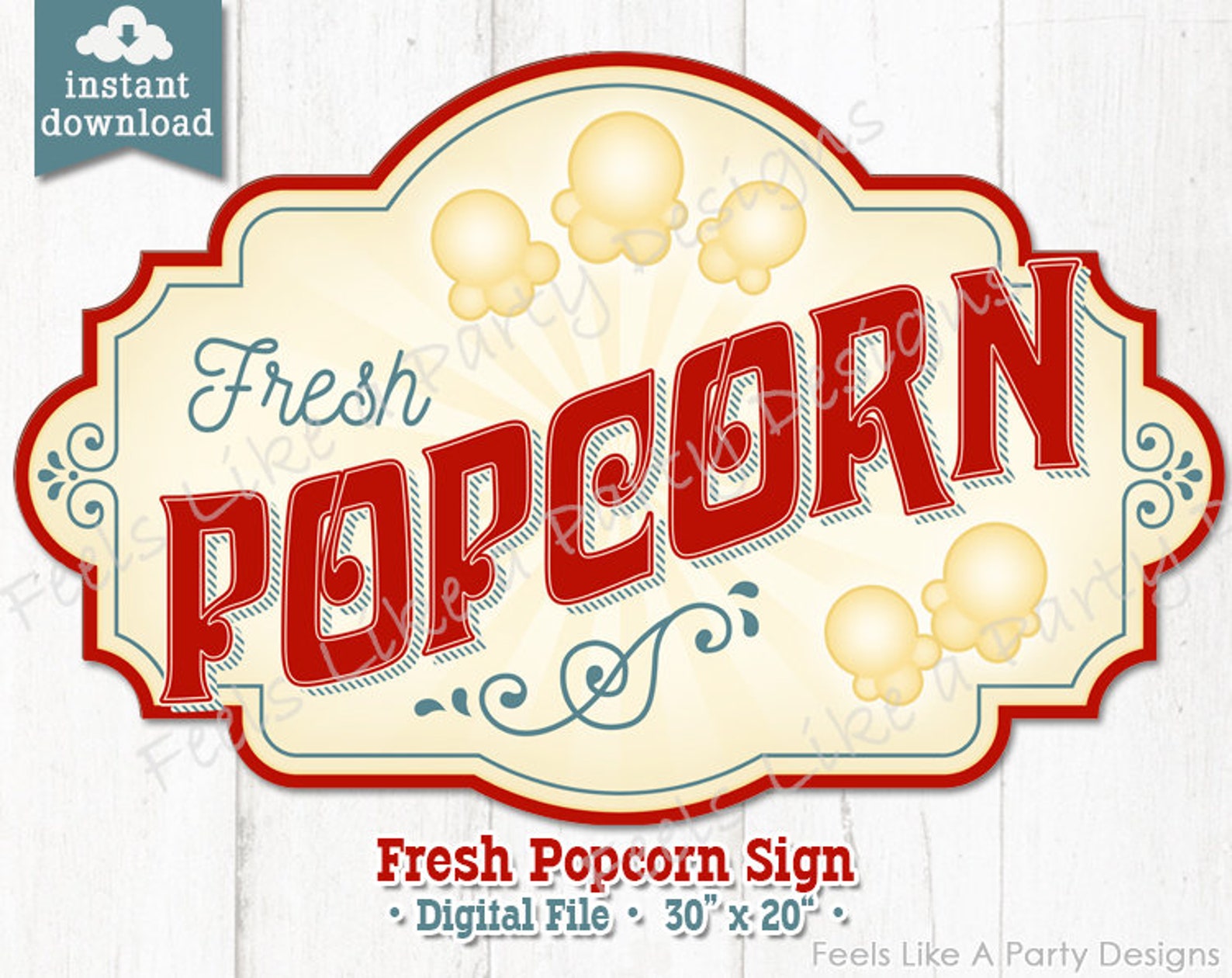 Popcorn Sign - DIY Instant Download, Carnival Sign, Printable Carnival ...
