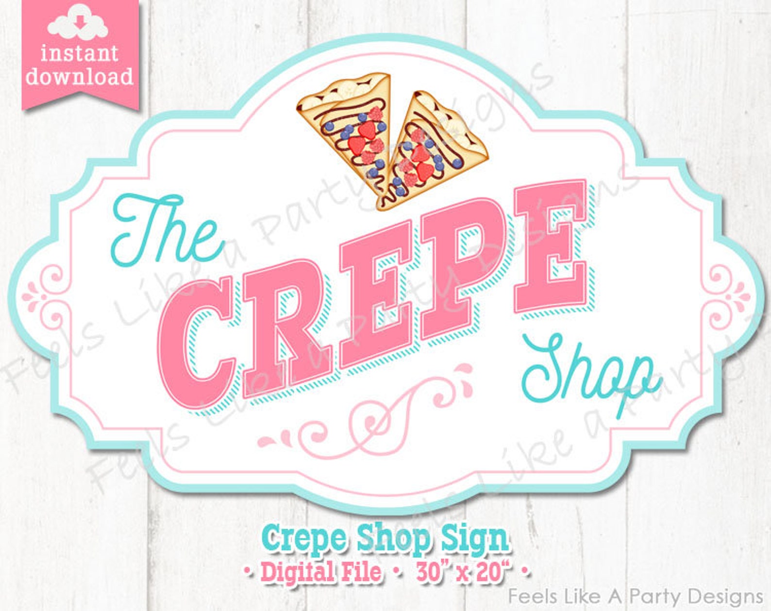 Pink and Blue Crepe Sign DIY Instant Download Carnival - Etsy