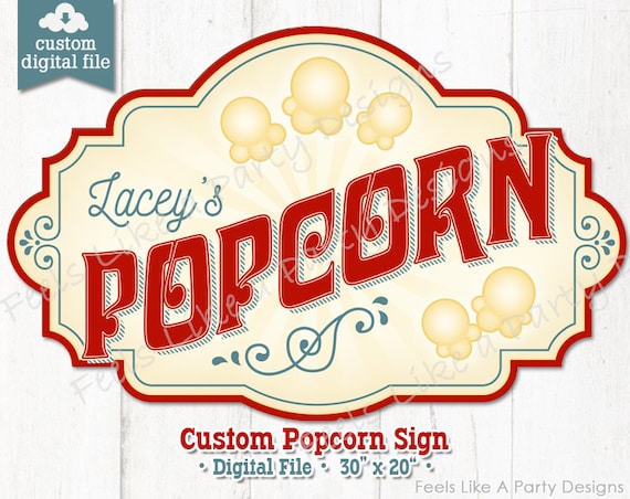 Custom Popcorn Sign Digital Download DIY Printable Sign | Etsy