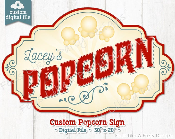 Custom Popcorn Sign Digital Download DIY Printable Sign | Etsy