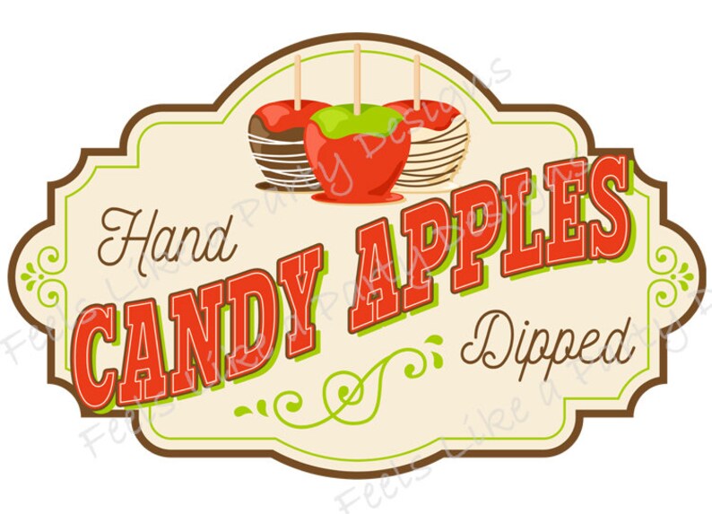 Candy Apples Sign DIY Instant Download Candy Apple Stand | Etsy