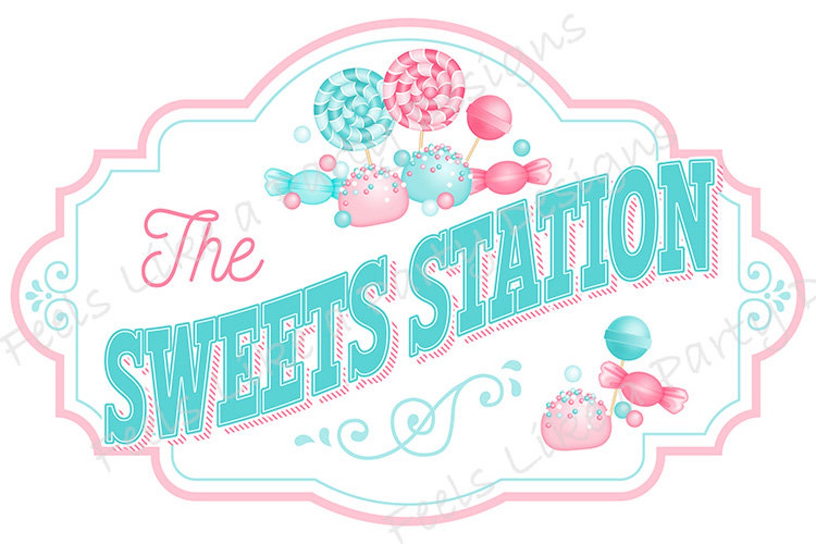Pink and Blue Sweets Station Sign DIY Printable Sign Sweets | Etsy