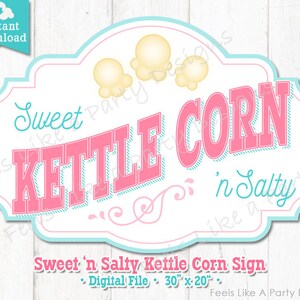 Blue and Pink Kettle Corn Sign - DIY Instant Download, Kettle Corn ...