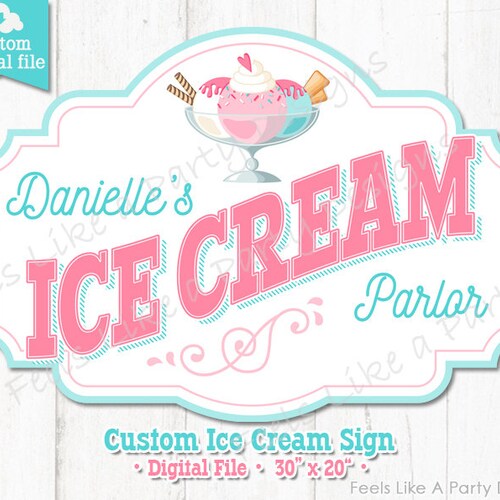 Custom Ice Cream Parlor Sign Digital Download DIY Printable - Etsy
