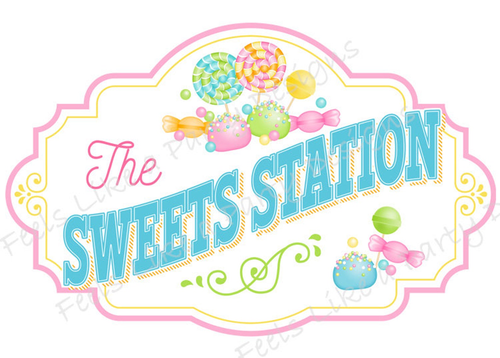 Colorful Sweets Station Sign - DIY Printable Sign, Sweets Table Sign ...