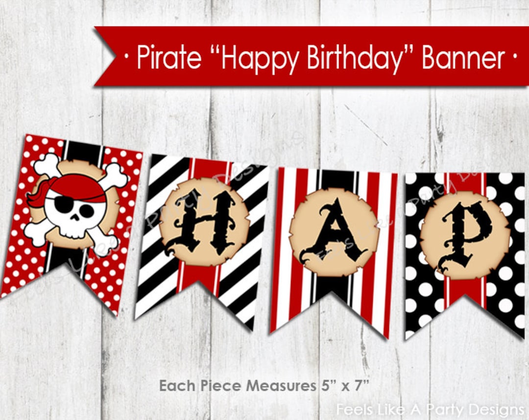 Pirate Happy Birthday Banner - Instant Download - Etsy
