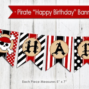 Pirate Happy Birthday Banner - Instant Download - Etsy